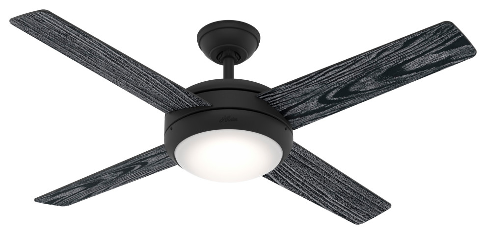 Hunter 52" Marconi Matte Black Ceiling Fan With LED Light and Wall ...