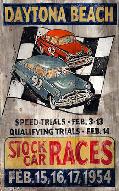 Vintage Stock Car Signs Fifties Retro Racing Sign - Rustic - Novelty ...