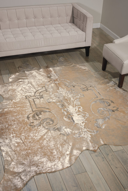 Mina Victory H5020 Throw Rug, Beige/Silver, 5' x 7' - Contemporary ...
