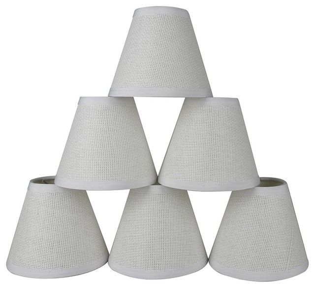 Woven Chandelier Lamp Shade, 3x6x5", White, Set of 6 - Transitional ...
