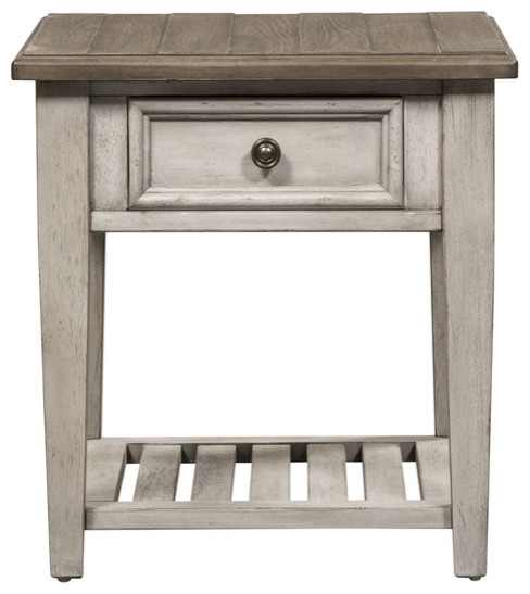 Heartland Off White Wood Drawer End Table - Farmhouse - Side Tables And ...