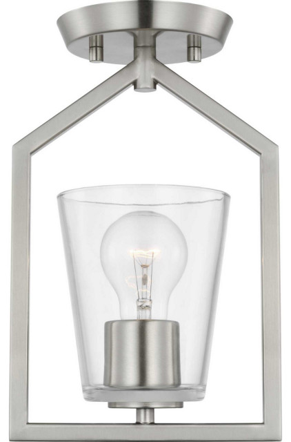 Vertex One Light Semi Flush Mount in Brushed Nickel - Transitional ...