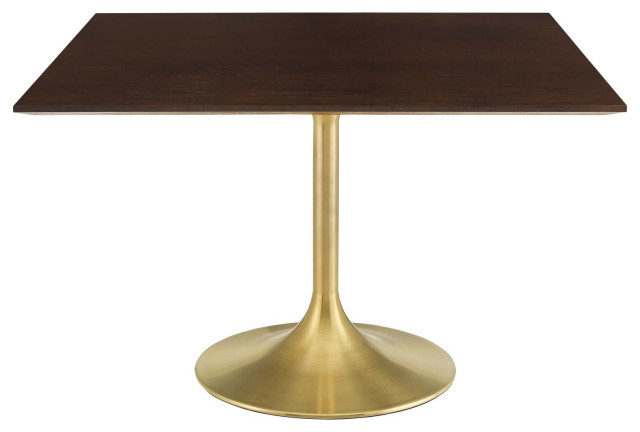 Dining Table, Square, Wood, Gold Dark Brown Brown Walnut, Cafe Bistro ...