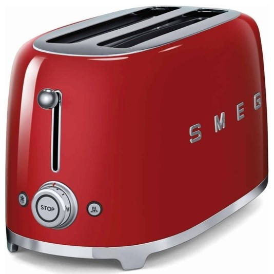 Smeg TSF02RDUS 50's Retro Style Aesthetic 4 Slice Toaster, Red ...