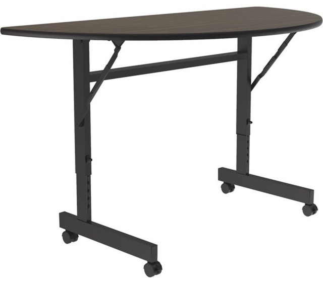 Pemberly Row Contemporary Wood & Metal Flip Top Nesting Table in Walnut ...