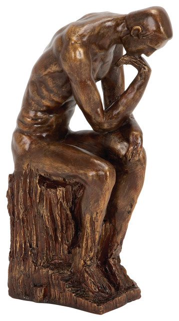 Polystone Frame Thinking Man Sculpture with Stable Base, Brown ...