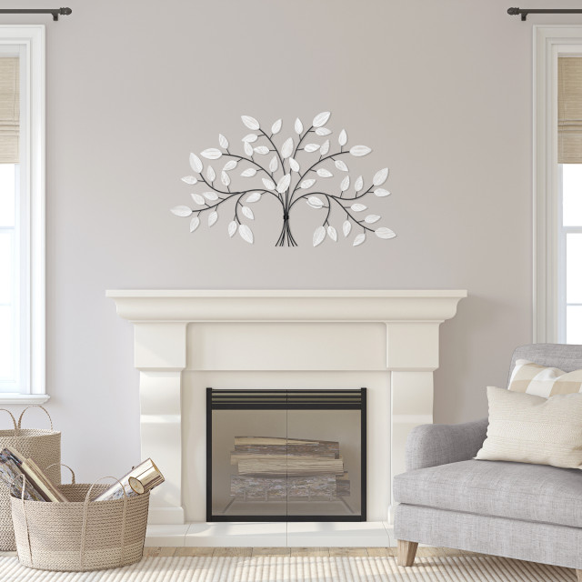 Stratton Home Decor Tree With White Accent Leaves Botanical Wall Decor ...