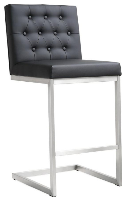 Helsinki Black Stainless Steel Counter Stool Set of 2 - Contemporary ...