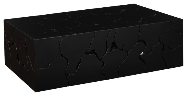Teak Slice Coffee Table, Rectangle, Black, 47x31x15"h - Contemporary - Coffee Tables - by ...