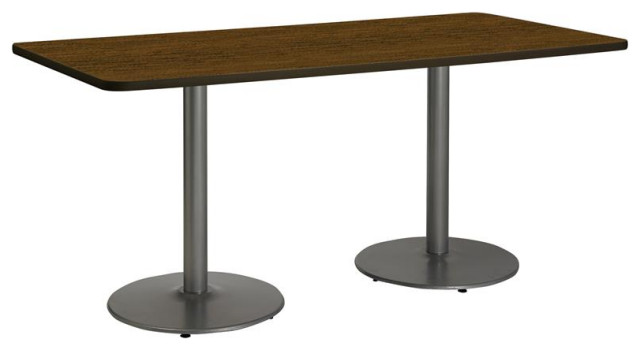 KFI 30" x 72" Conference Table - Walnut Top - Round Silver Base ...