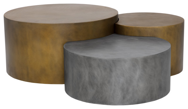 Neo Coffee Tables, Set of 3 Antique Brass - Contemporary - Coffee Table ...