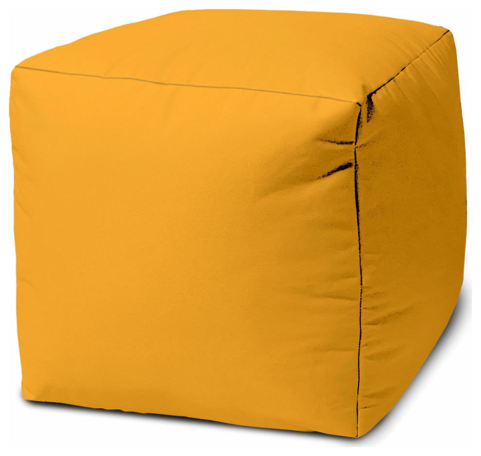 17 Cool Golden Yellow Solid Color Indoor Outdoor Pouf Ottoman ...