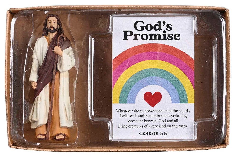 Jesus Figurine&Card Rainbow Gods Promise - Traditional - Decorative ...
