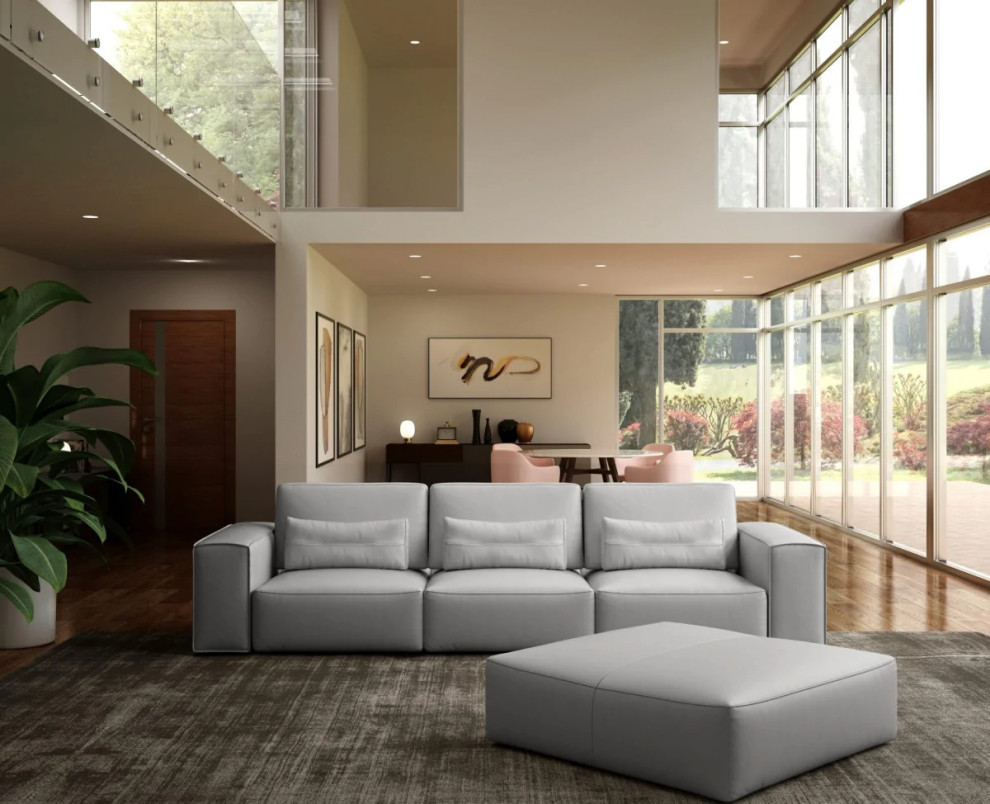 Garrett Italian Leather Sofa With Ottoman - Contemporary - Sofas - by V ...