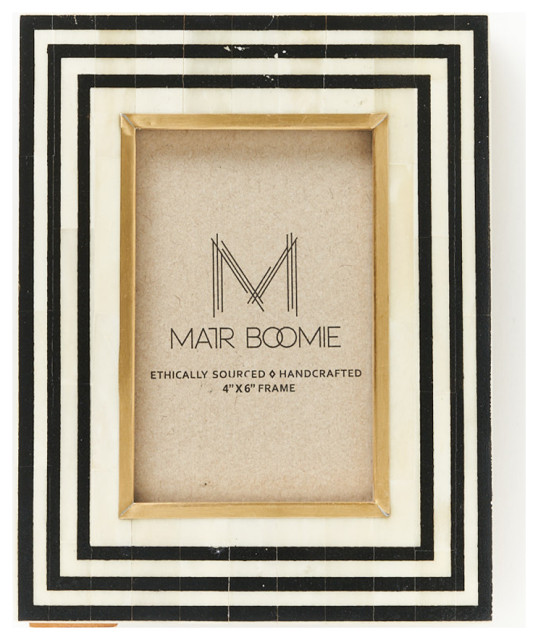 Rajiva 4"x6" Black and Cream Picture Frame Fair Trade Carved Bone ...