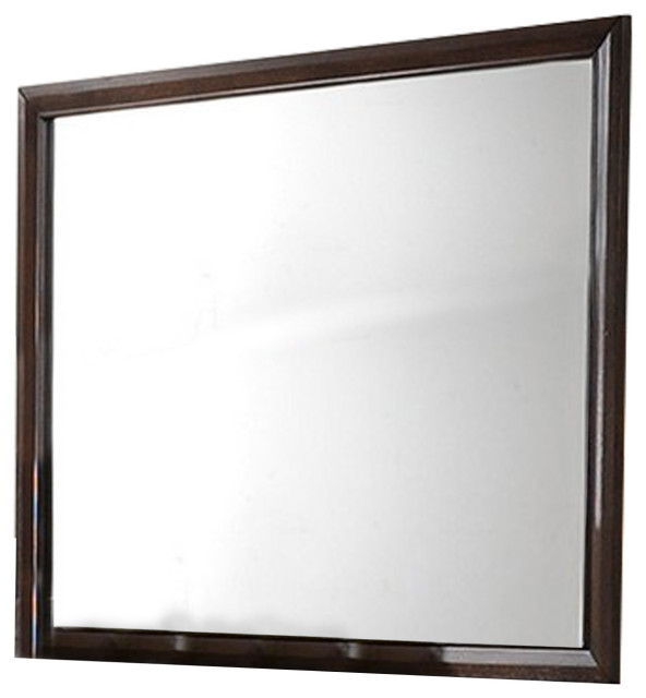 Benzara BM233160 Wooden Rectangular Mirror With Molded Details, Brown ...