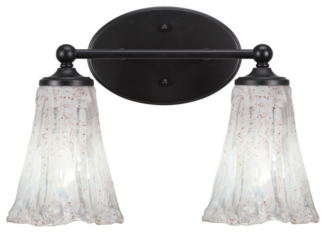 Capri 2-Light Bath Bar, Matte Black/Fluted Italian Ice - Traditional ...