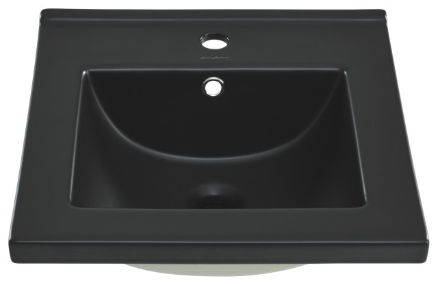 18" Ceramic Square Vanity Sink Top, Matte Black - Contemporary ...
