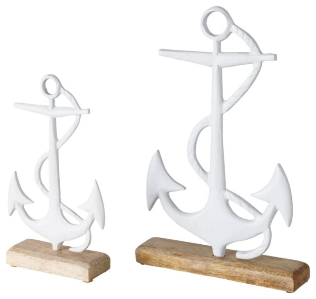 2 Piece Nautical Anchor Figurine Set - Beach Style - Decorative Objects ...
