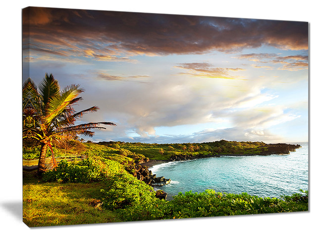 "Hawaii Oahu Island" Photography Canvas Art Print, 20"x12" - Tropical ...