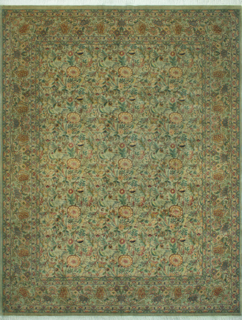 Pak-Persian Mira Light Green/Pink Rug, 9'0x12'0, 9'0x12'0 - Traditional ...
