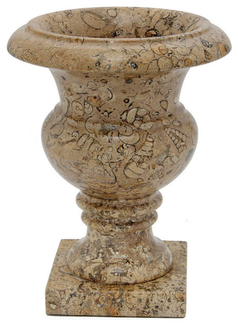 Selene Planter, Fossil Stone - Traditional - Indoor Pots And Planters ...