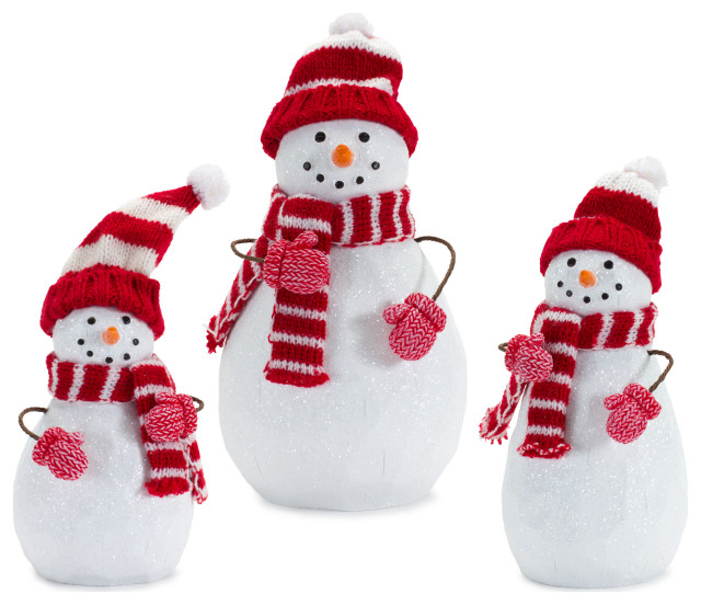 Snowman Figurine, 3-Piece Set - Traditional - Holiday Accents And ...