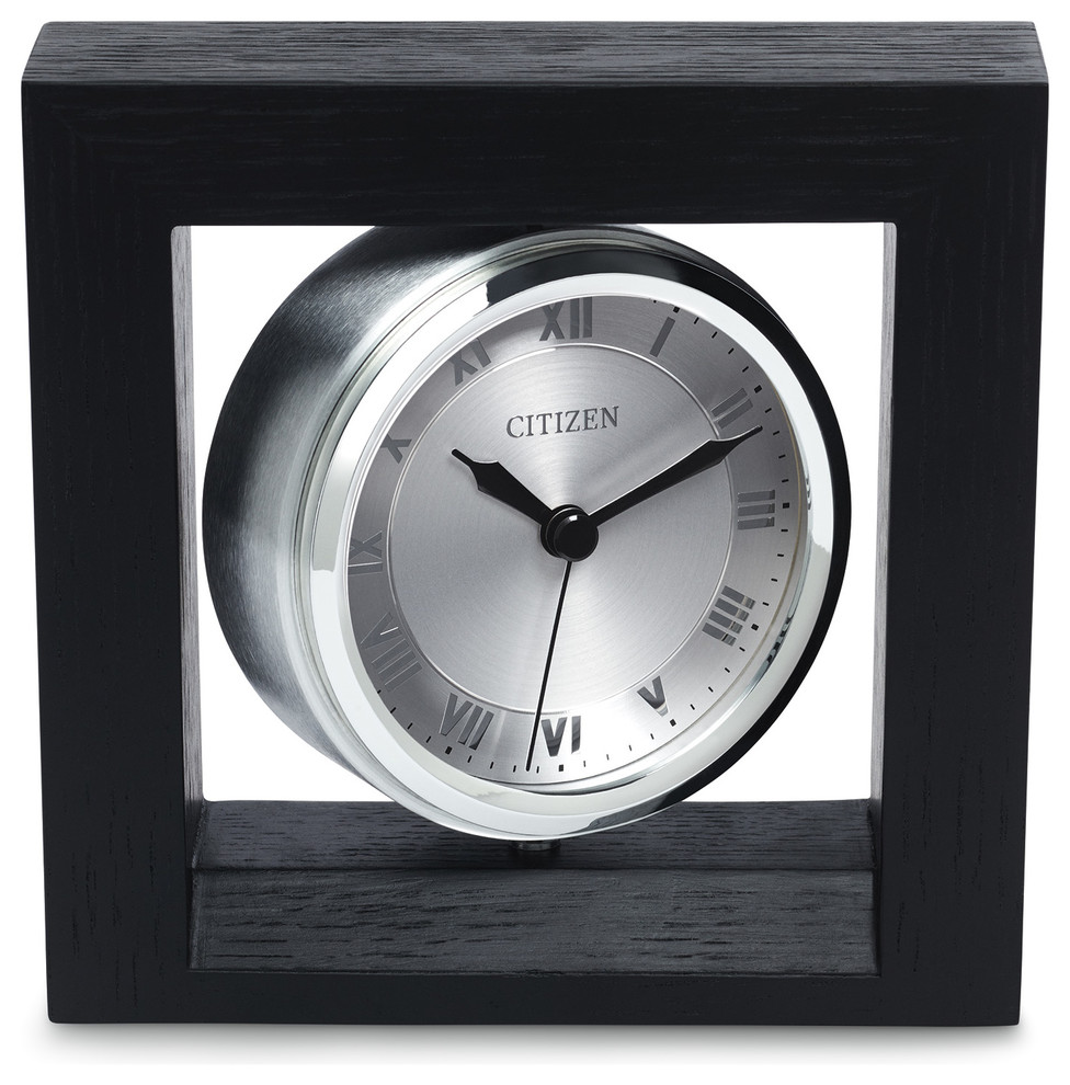 Decorative Accents Sliver-Tone Spinning Clock - Contemporary - Desk And ...