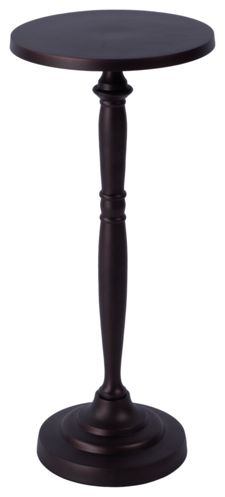 Landon Outdoor Round Metal Pedestal Side Table - Traditional - Outdoor ...