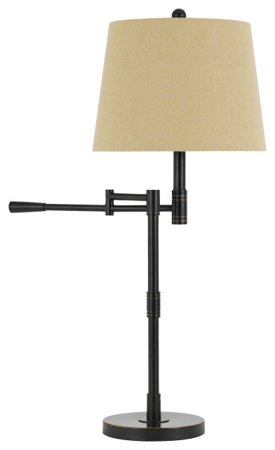 Metal Body Table Lamp with Swing Arm and Hardback Shade, Black and ...