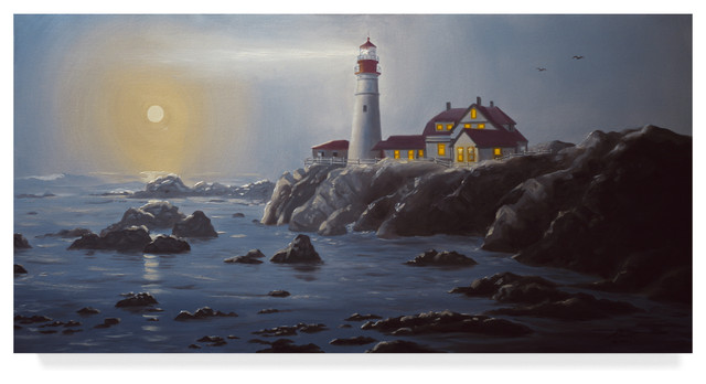 "Lighthouse" by D. Rusty Rust, Canvas Art, 32"x16" - Beach Style ...
