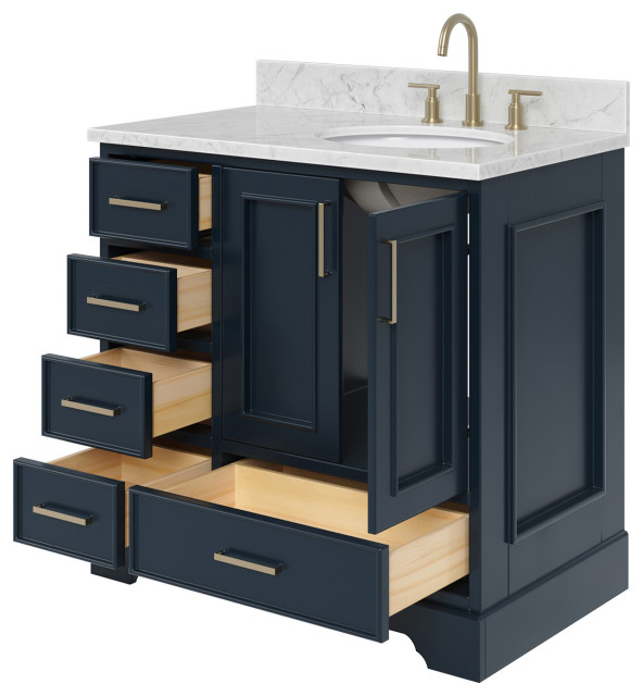 Ariel Stafford 37" Single Right Offset Oval Sink Bathroom Vanity ...