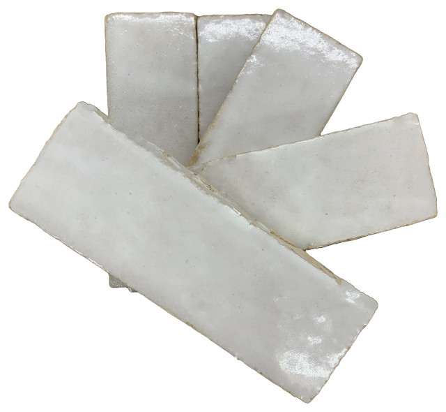 Moroccan Handmade 2x6 Solid Color Zellige Tile, Off-White - Traditional ...