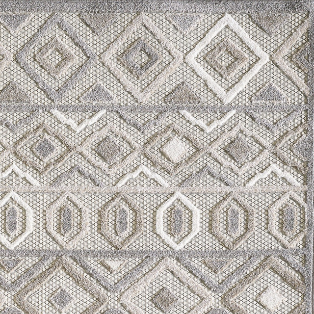 7"x9" Gray Ivory Aztec Pattern Indoor Outdoor Area Rug - Scandinavian ...