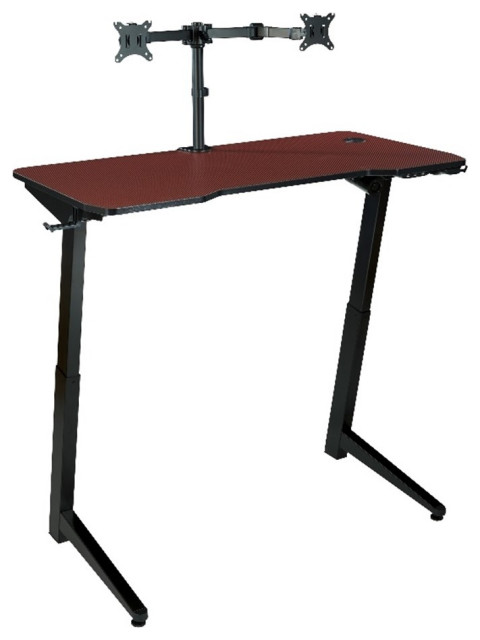 Arena 1337 Battlestation Electric Gaming Desk in Red Engineered Wood ...