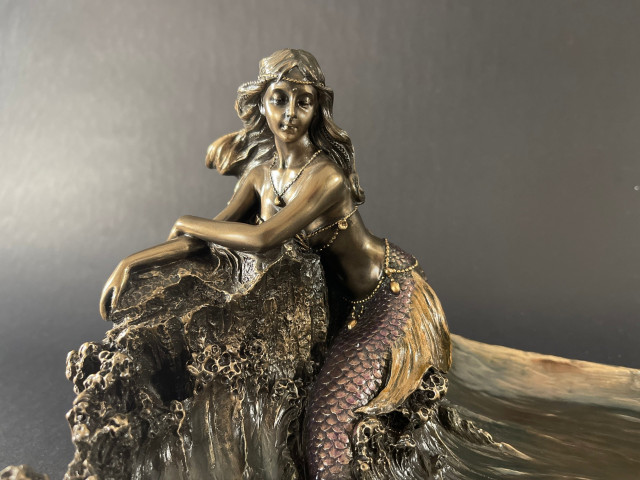Mermaid Leaning On Rock Statue by Veronese Design - Beach Style ...