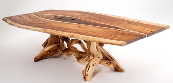 Juniper Dining Table with Exotic Inlaid Slab Top - Contemporary ...