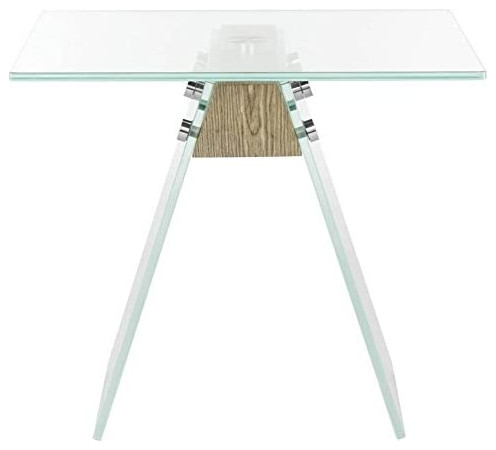 Contemporary Loft Grey Glass Accent Table with Unique Boxwood Finish ...