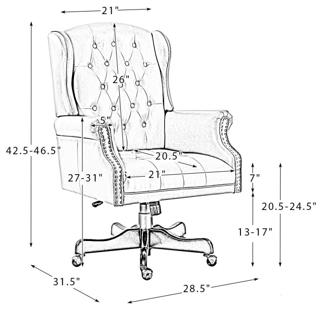 Executive Swivel Office Task Chair With Tufted Back - Traditional ...