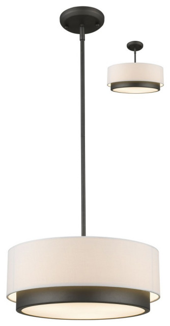 3 Light Convertible Pendant in Metropolitan Style - 16 Inches Wide by 8 ...