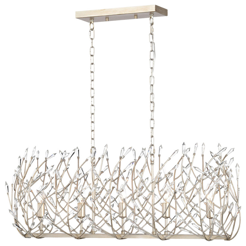 5-Light Crystal Chandelier Ceiling Light Silver Pendant Light ...