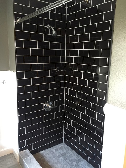 Black subway tile shower - Other - by JRM Tile & Stone | Houzz UK
