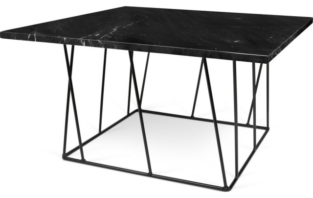 Tema Helix 30"x30" Marble Coffee Table With Black Steel Legs ...
