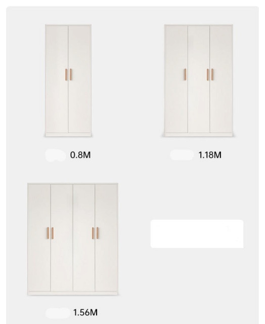 Solid Wood small Wardrobe, White Four-Door Wardrobe With Legs 61.4x19 ...