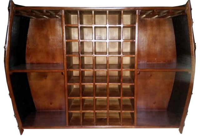 Double Wine Barrel Rack with glass hanger - Rustic - Wine And Bar ...