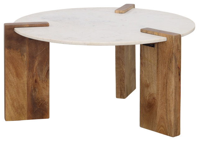 Miranda Transitional Emory Cocktail Table With Marble Top ...