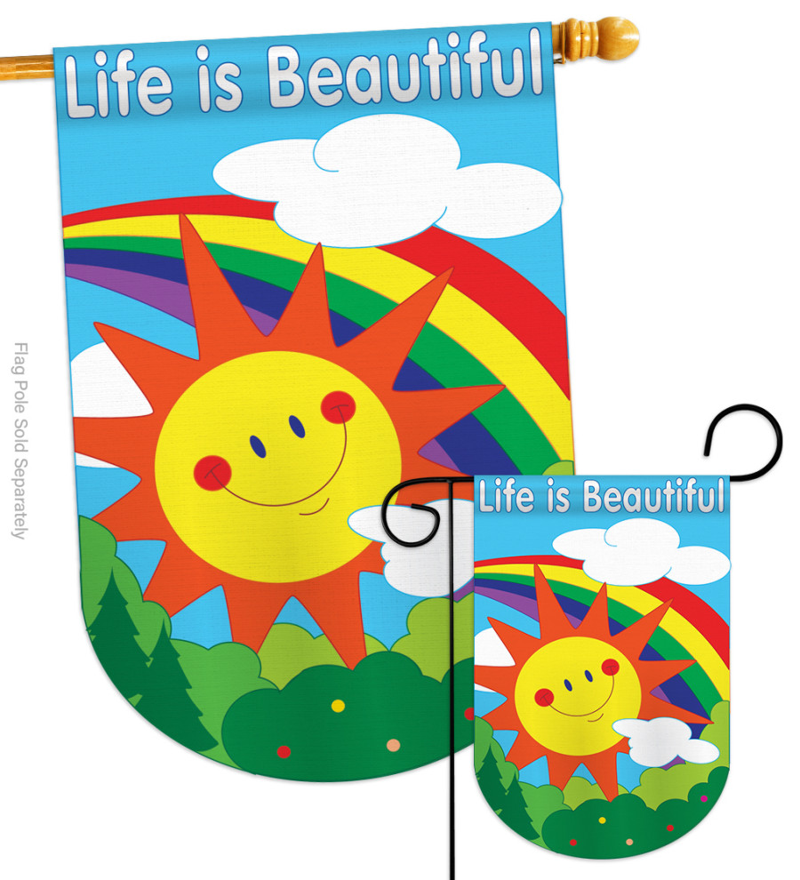 Life Is Beautiful Summer Fun In The Sun Flags Set, 28" X 40" X 0.1 ...