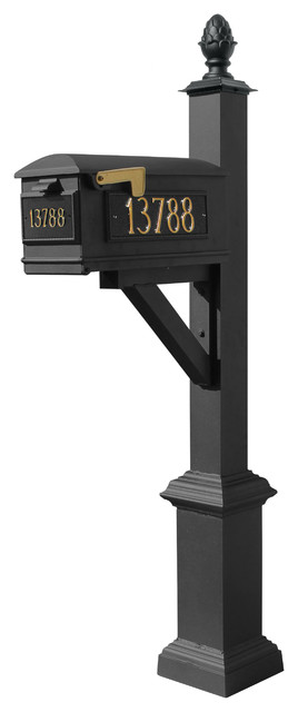 Westhaven System-Mailbox, 3 Cast Plates, Square Base, Pineapple Finial ...
