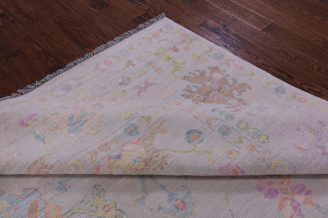 Ivory 9' Square Turkish Angora Oushak Handmade Wool Rug - Q22363, 8' 9 ...