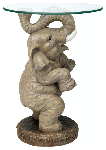 Good Fortune Elephant Glass-Topped Table - Contemporary - Side Tables ...